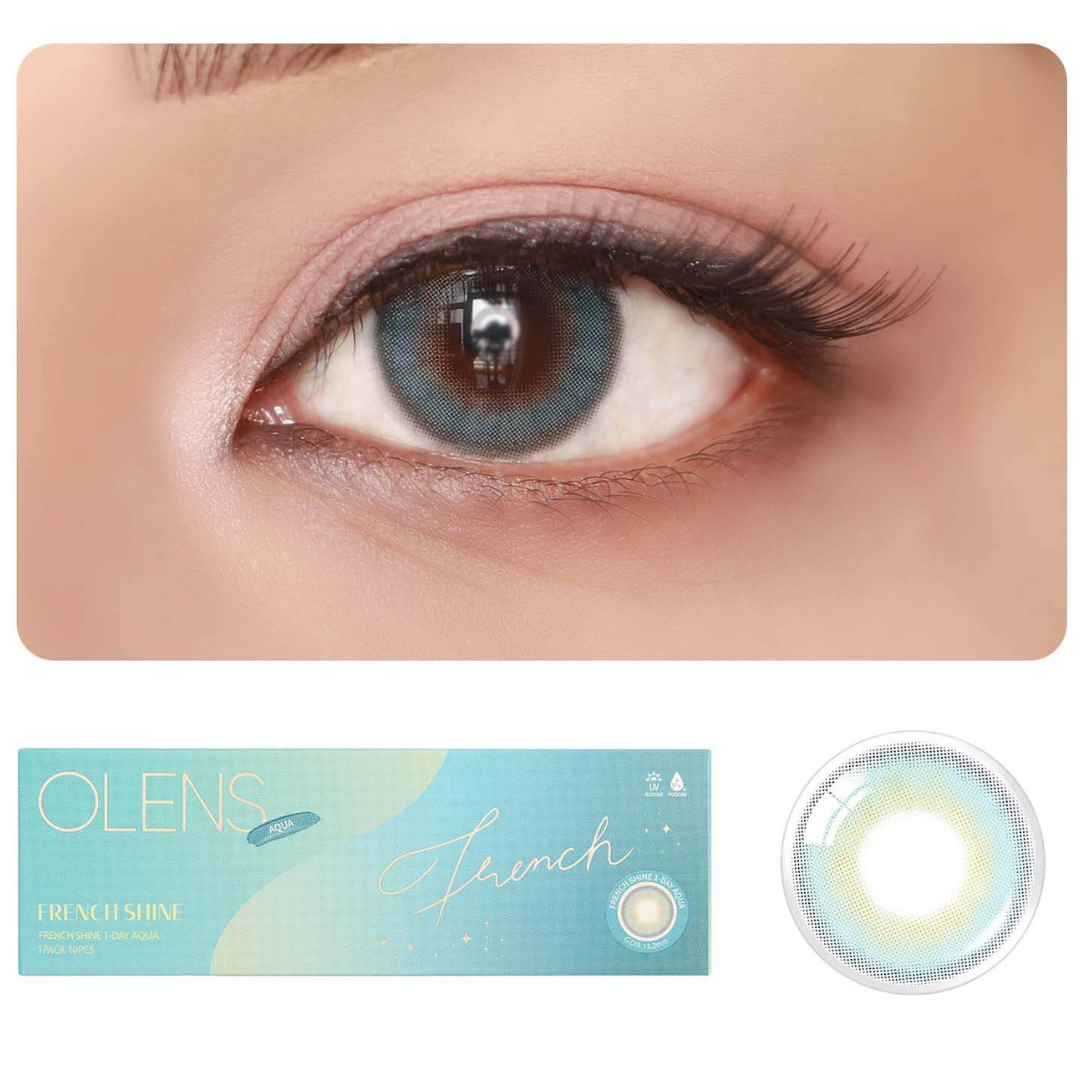 OLENS French Shine Aqua One Day Contact Lenses - 10 Lenses/Box