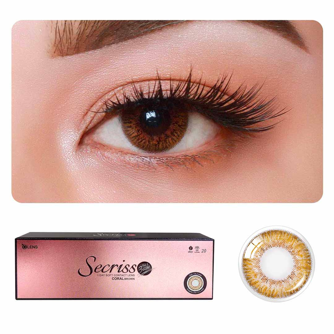 OLENS Secriss 3Con Coral Brown Daily Contact Lenses - 20 Pack